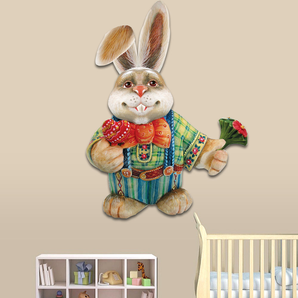 Designocracy Easter Father Bunny Rabbit Wooden Decorative Hanging ...