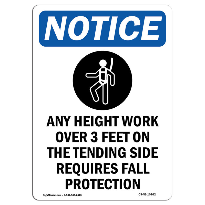 SignMission Osha Notice Any Height Work Over Sign with Symbol | Wayfair