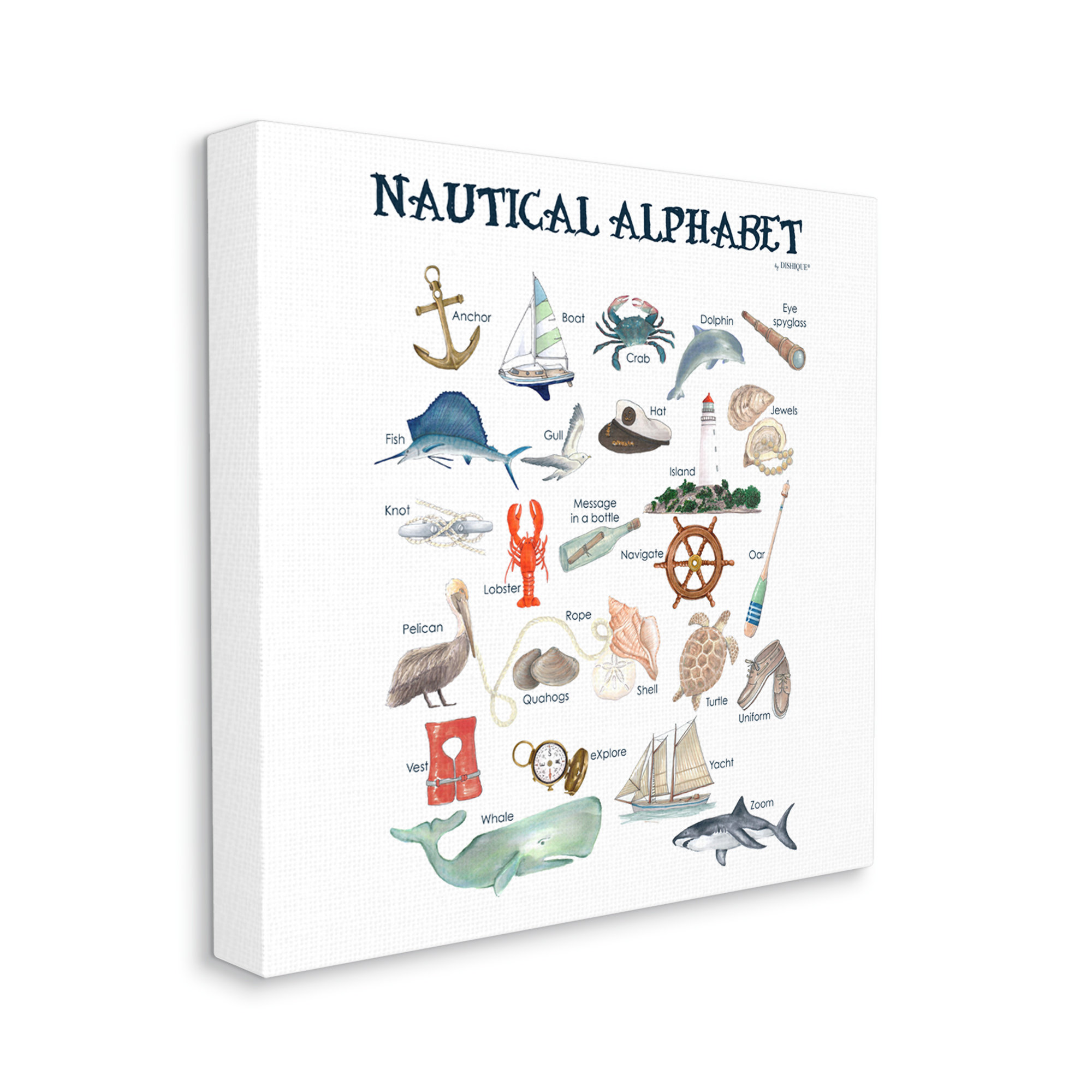 Stupell Industries Educational Nautical Alphabet Learning Chart Marine ...