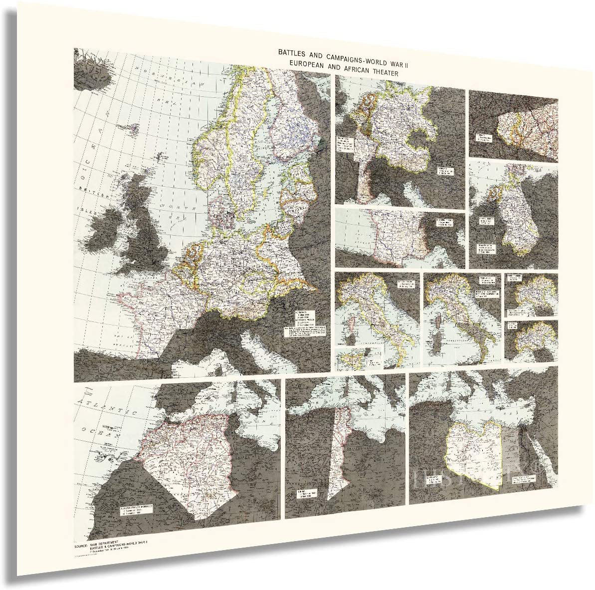 HISTORIC PRINTS Vintage 1945 Battles And Campaigns: World War II ...