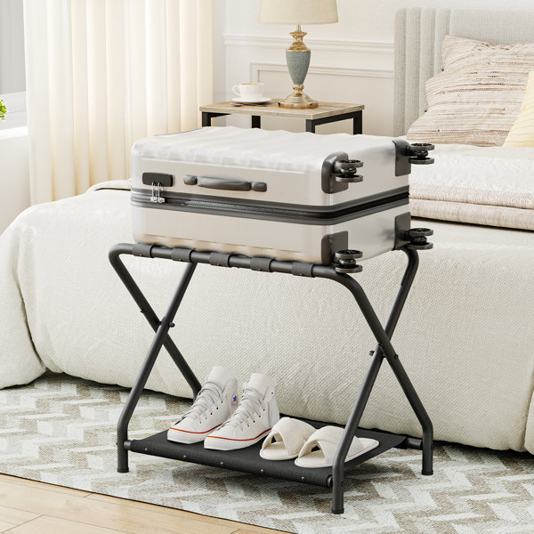 HOOBRO Metal Folding Luggage Rack with Storage | Wayfair