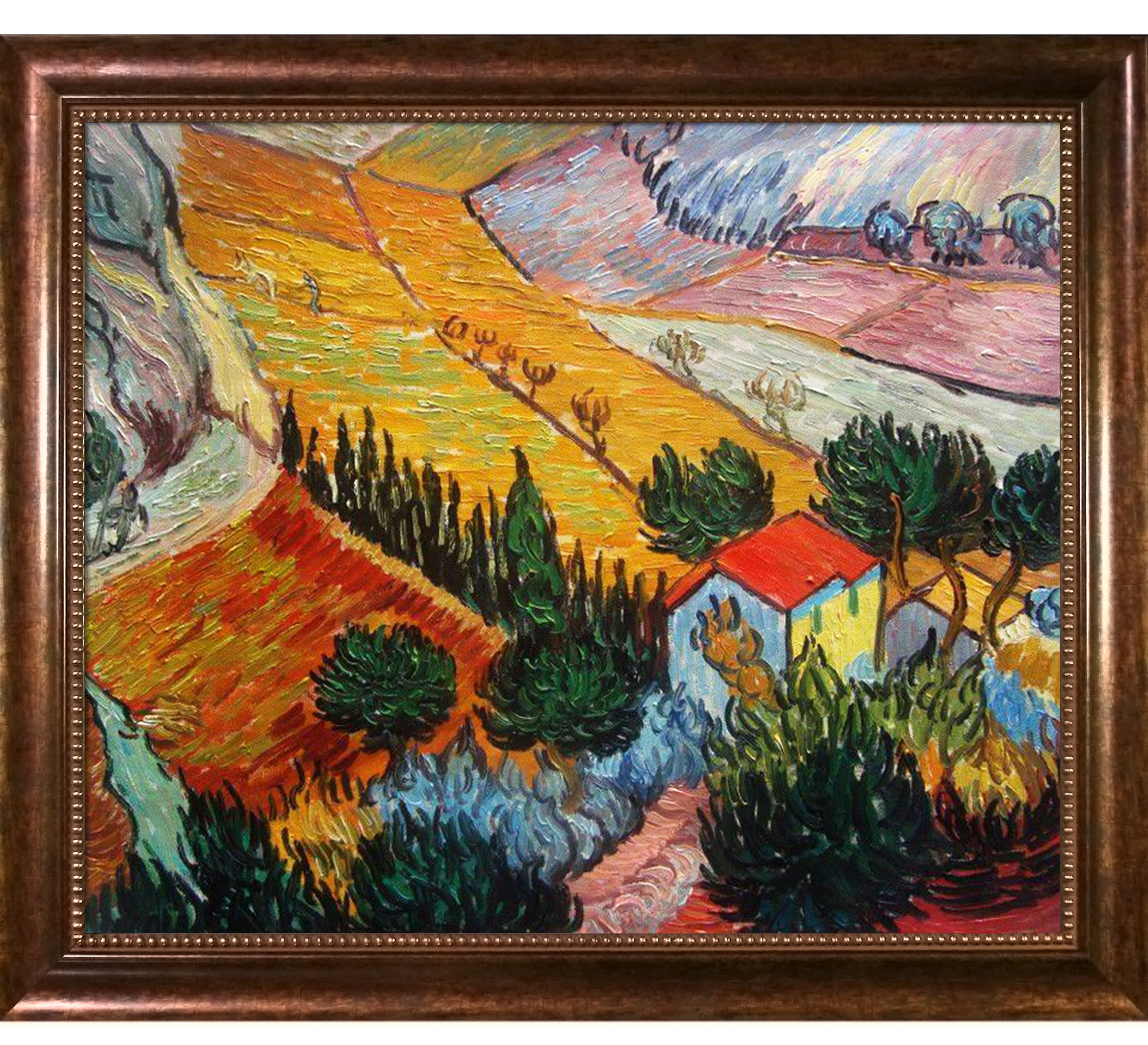 Vault W Artwork Landscape With House And Ploughman, 1889 by Vincent Van ...
