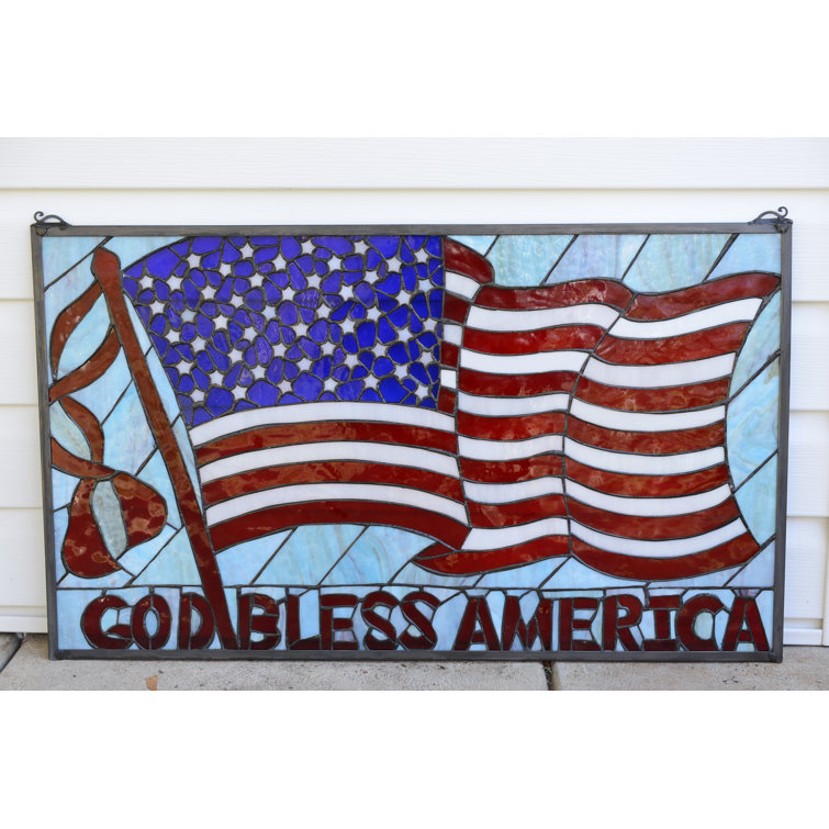 Trinx American Flag Stained Glass Window Panel | Wayfair