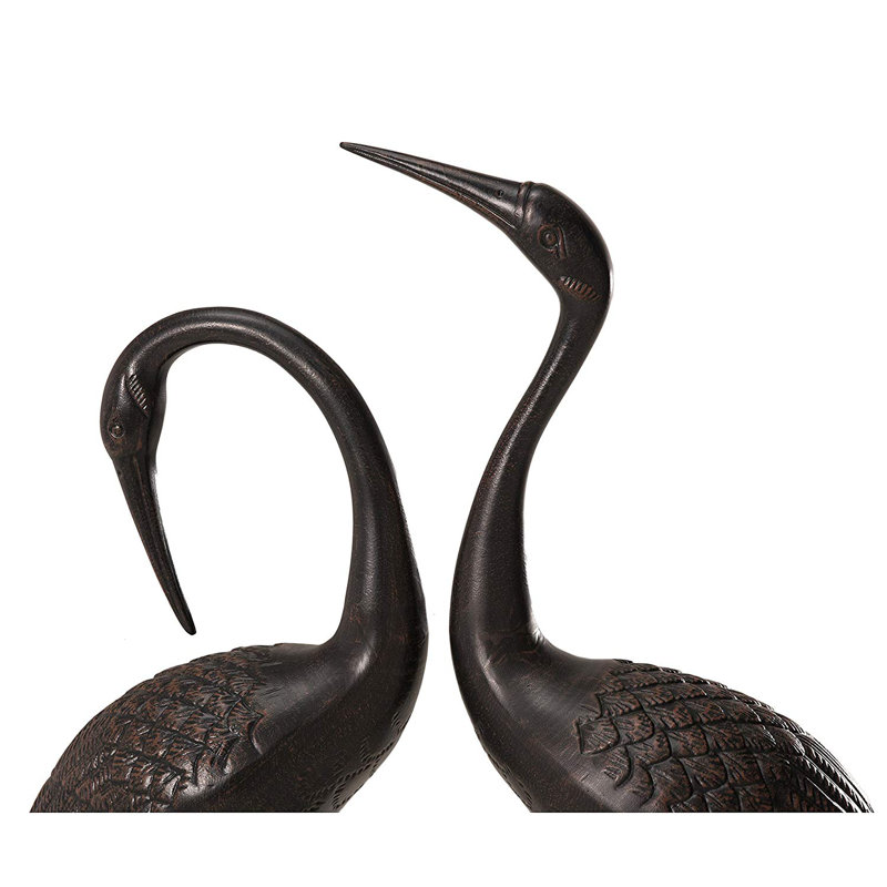 Rosecliff Heights Garden Crane Upright and Preening 2 Piece Statue Set ...