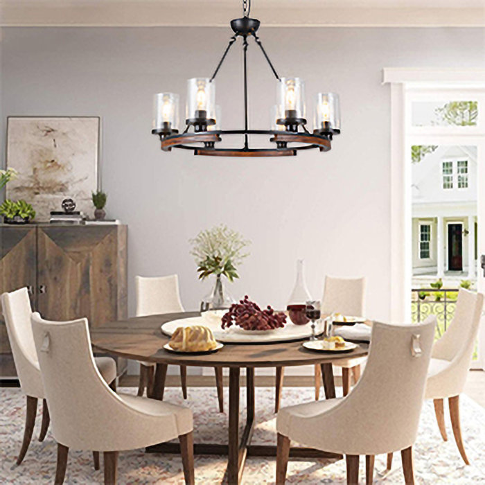 Gracie Oaks Trayven 6 - Light Dimmable Wagon Wheel Chandelier | Wayfair