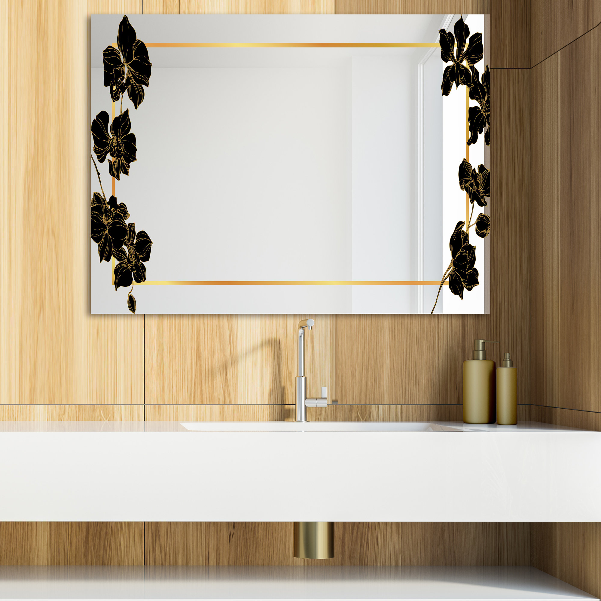 East Urban Home Botanical Obsidian Traditional Bathroom/Vanity Mirror ...
