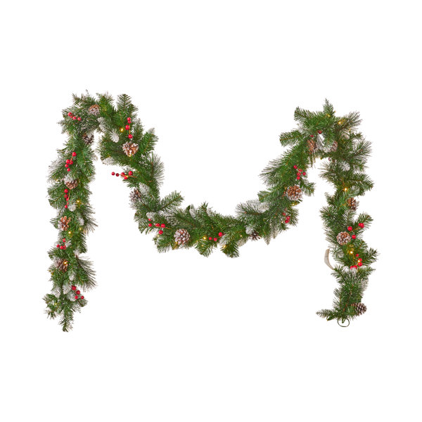 The Holiday Aisle® 108'' in. Lighted Faux Spruce Garland & Reviews ...
