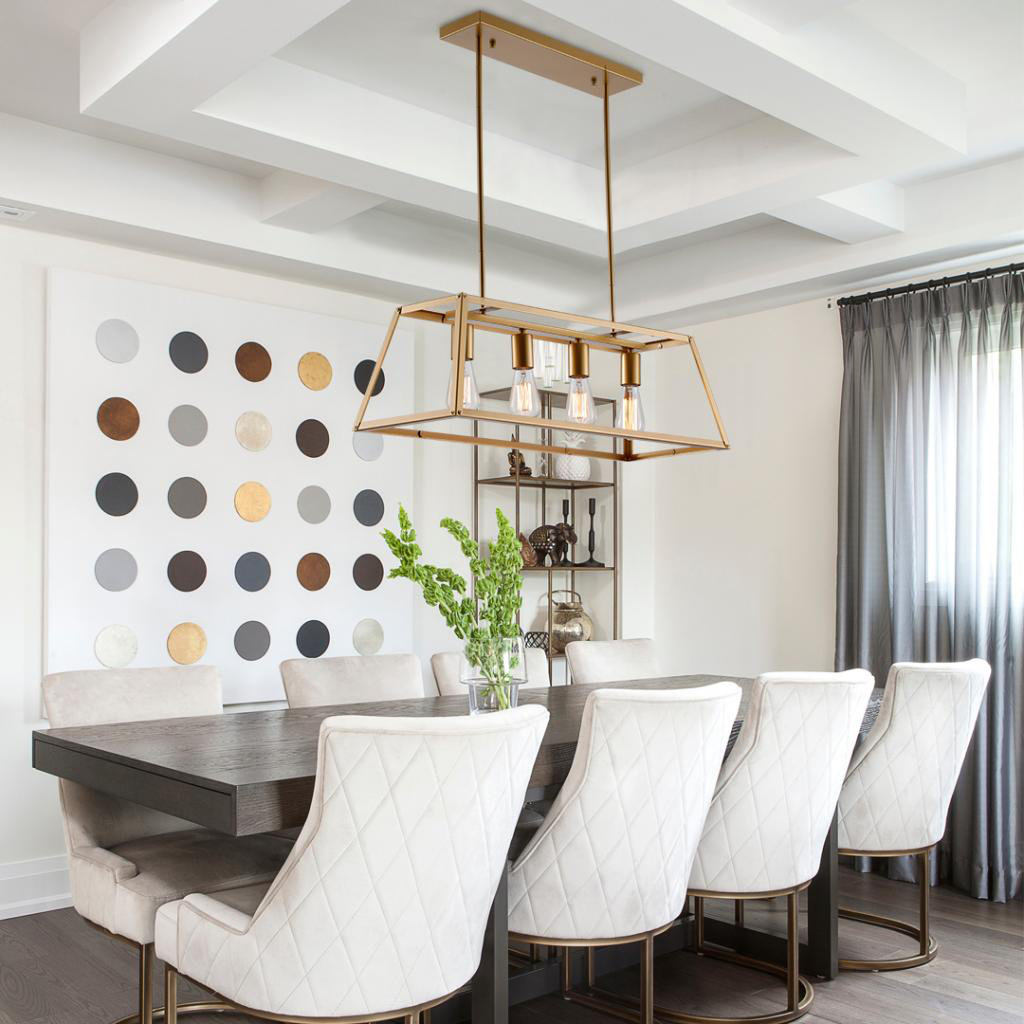 Everly Quinn Square Open Frame Pendant Clear Glass Kitchen Island ...