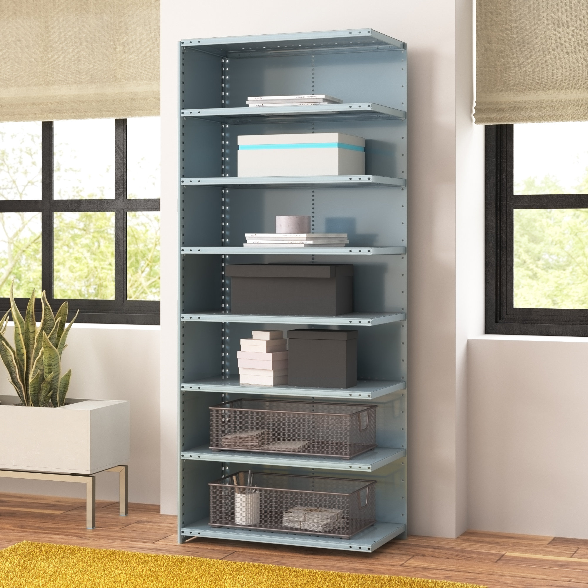 Hallowell Hi-Tech Medium-Duty Closed Type 7 Shelf Shelving Unit Add-on ...