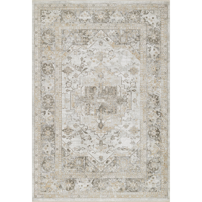 Bungalow Rose Pannie Oriental Beige/Green Area Rug | Wayfair
