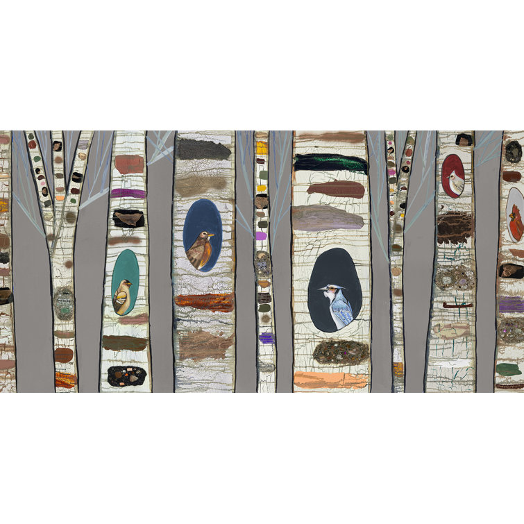 Millwood Pines Birch Tree With Wild Birds Fall by Eli Halpin - Wrapped ...