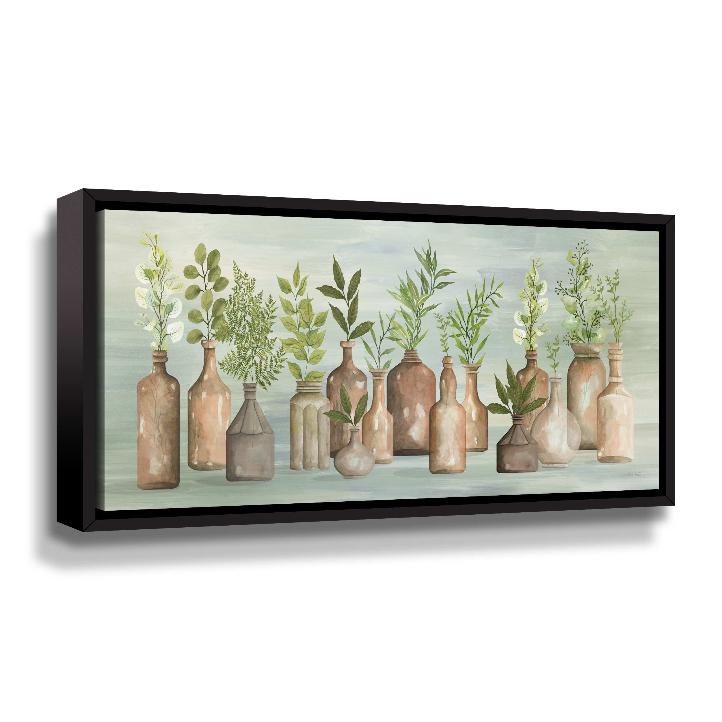 Gracie Oaks Greenery In Bottles III Framed On Canvas Print | Wayfair