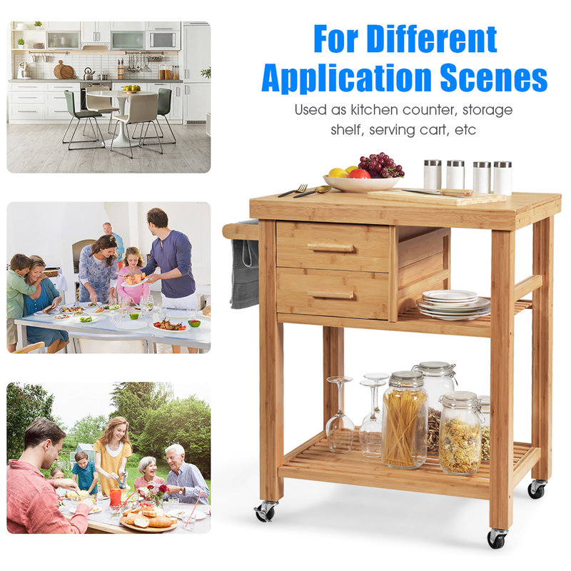 Loon Peak® Bamboo Kitchen Cart | Wayfair