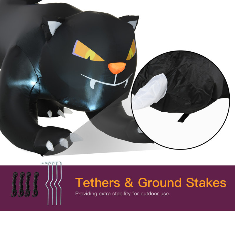 The Holiday Aisle® Giant Creeping Black Cat Halloween LED Lighted ...