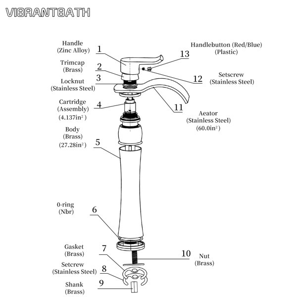 VIBRANTBATH Single Hole Faucet Single-handle Bathroom Faucet with Drain ...