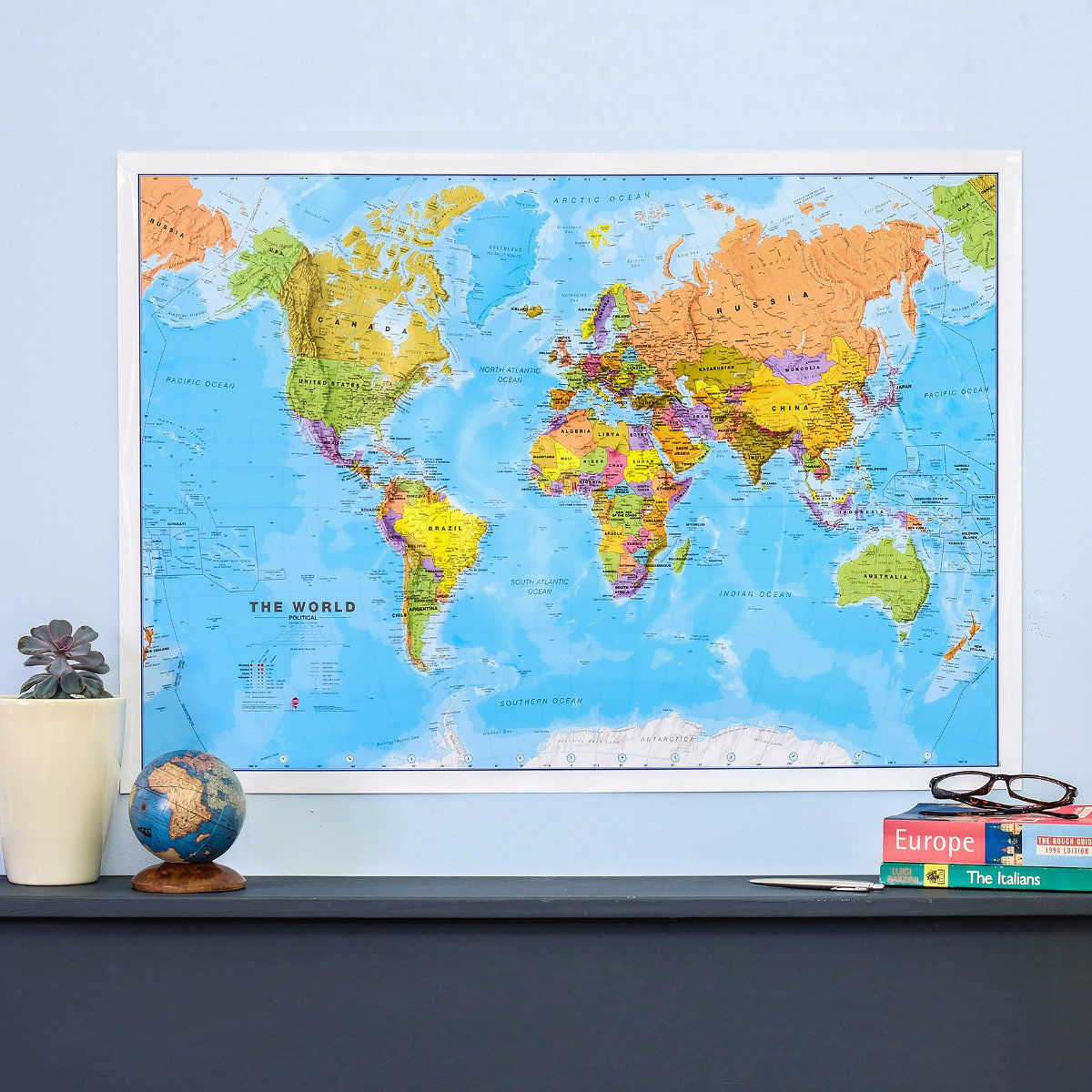 Maps International Roll-Down Medium Political World Wall Map, 48" x 78 ...