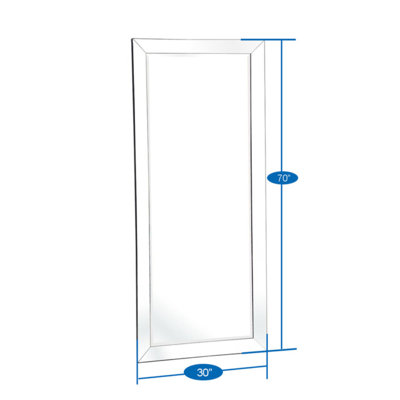 Mercer41 Laux Mirrored Bevel Frame Full Length Beveled Mirror Rectangle ...