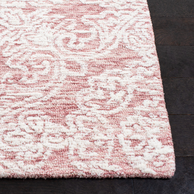 Etta Avenue™ Noor Handmade Hand Tufted Dark Pink/Ivory Rug & Reviews ...