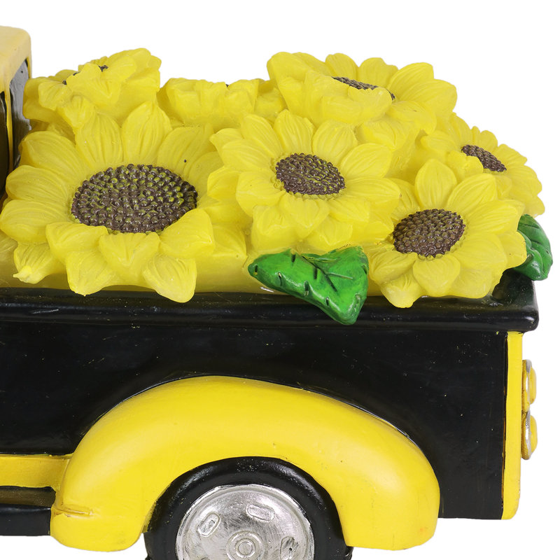 Exhart Solar Hand Painted Beekeeper Gnome in a Sunflower Truck Garden ...