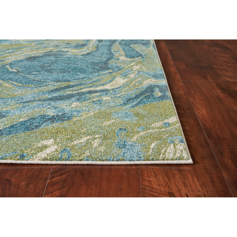 Wrought Studio Strouth Abstract Teal Area Rug & Reviews | Wayfair
