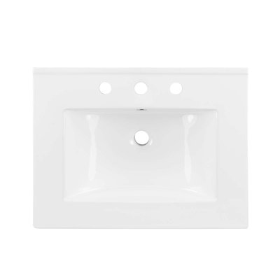 Modway Cayman 24.5'' White Ceramic Rectangular Drop-in Bathroom Sink ...