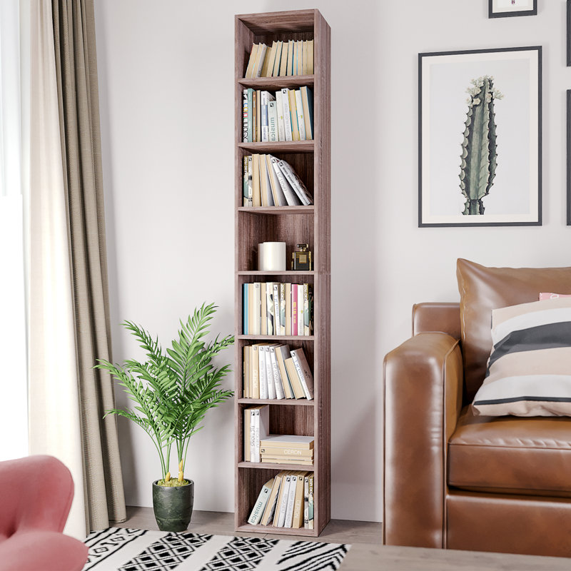 Millwood Pines Gracyn 8-Tier Narrow Bookshelf With Adjustable Shelves ...