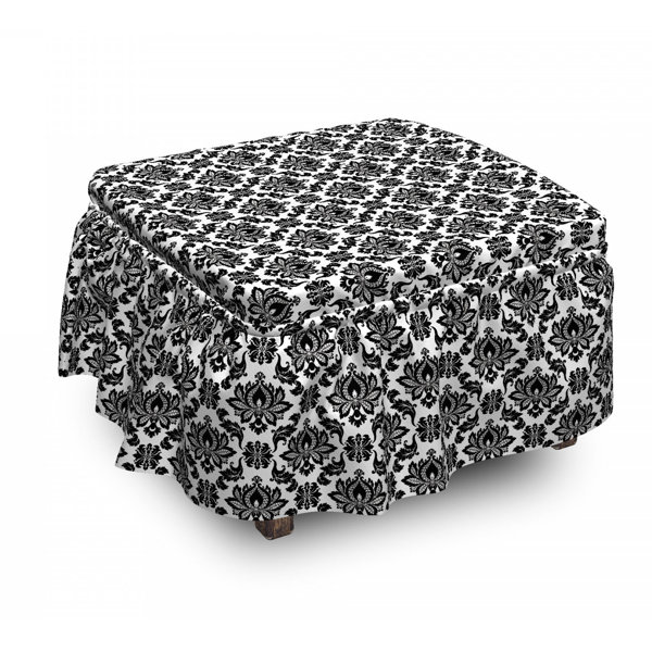 East Urban Home Venetian Scroll Ottoman Slipcover | Wayfair