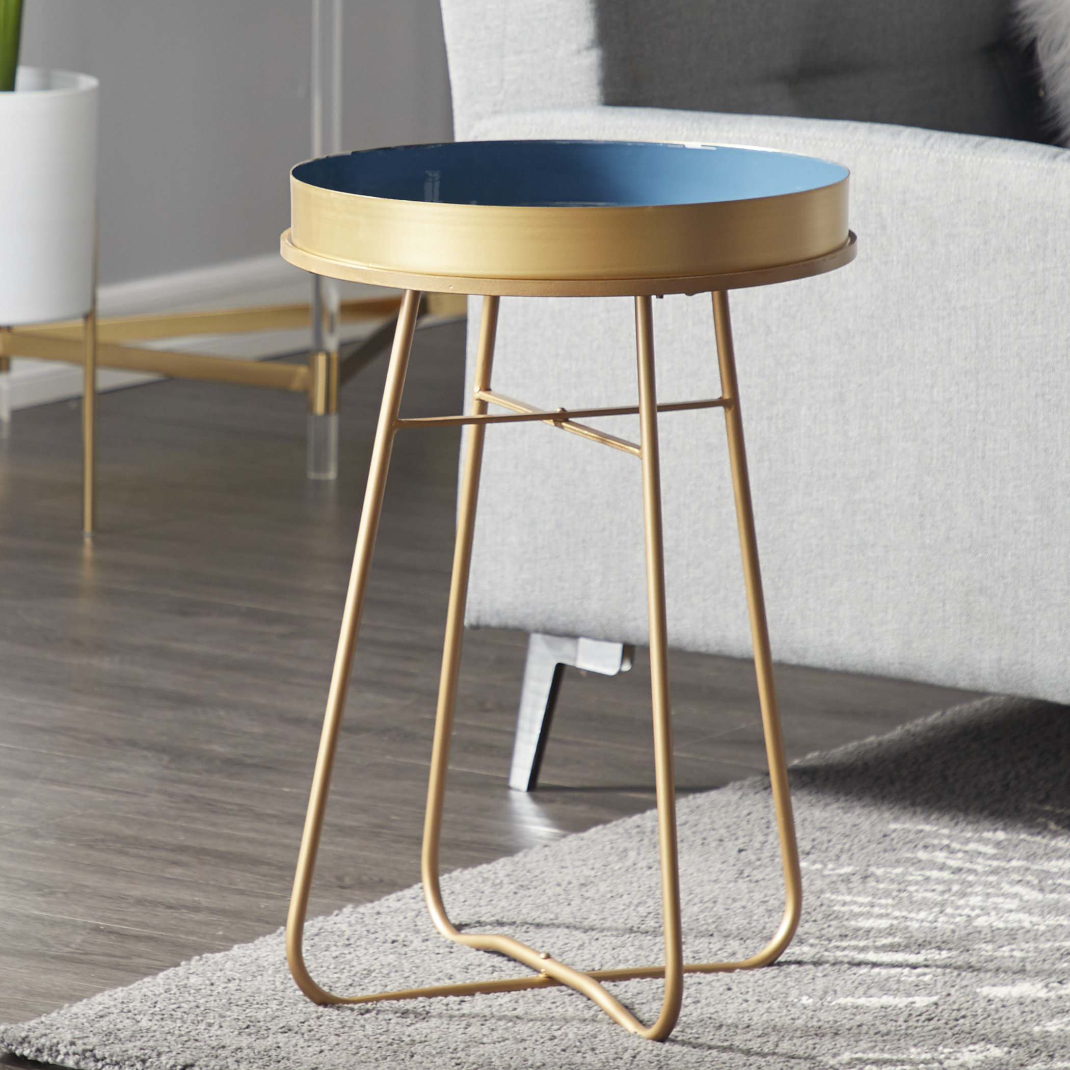 Everly Quinn 24'' Tall Iron Cross Legs End Table | Wayfair