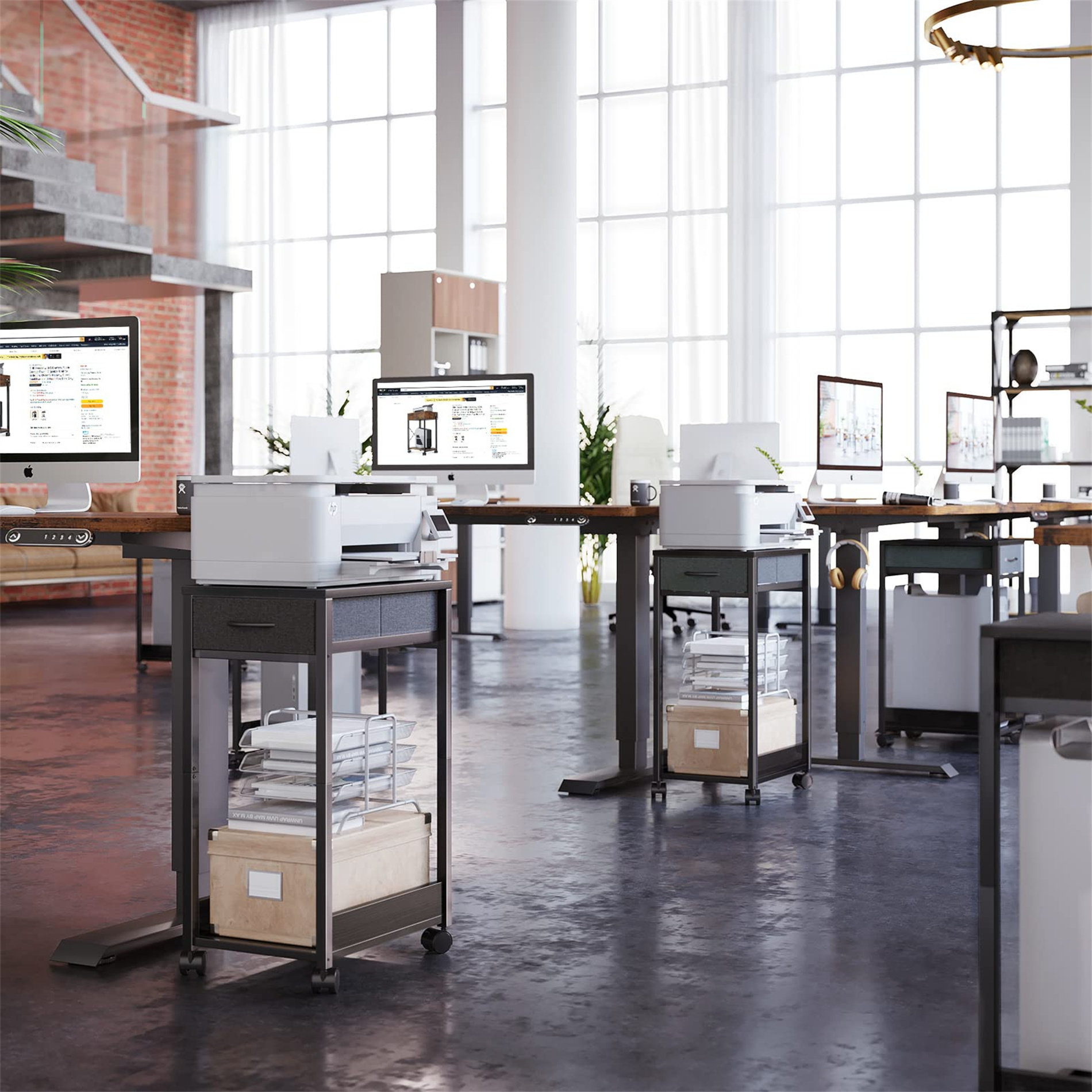 TGBY Printer Stand With Storage, Computer Tower Stand With Drawer ...