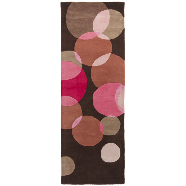 Brayden Studio® Osteen Handmade Wool Black/Pink Rug | Wayfair