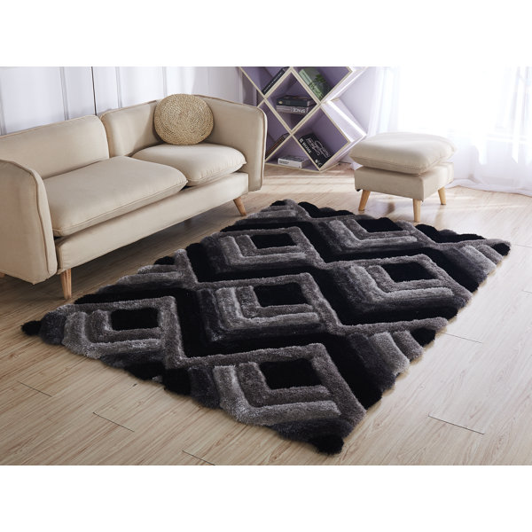Ebern Designs Eulamae Performance Black/Gray Rug & Reviews | Wayfair