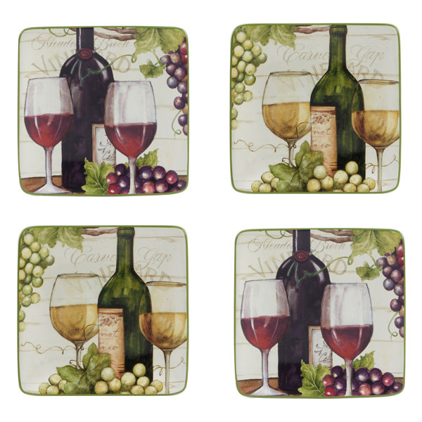 Certified International Meadow Brook Vineyard Set Of 4 Canape Plates, 6 ...