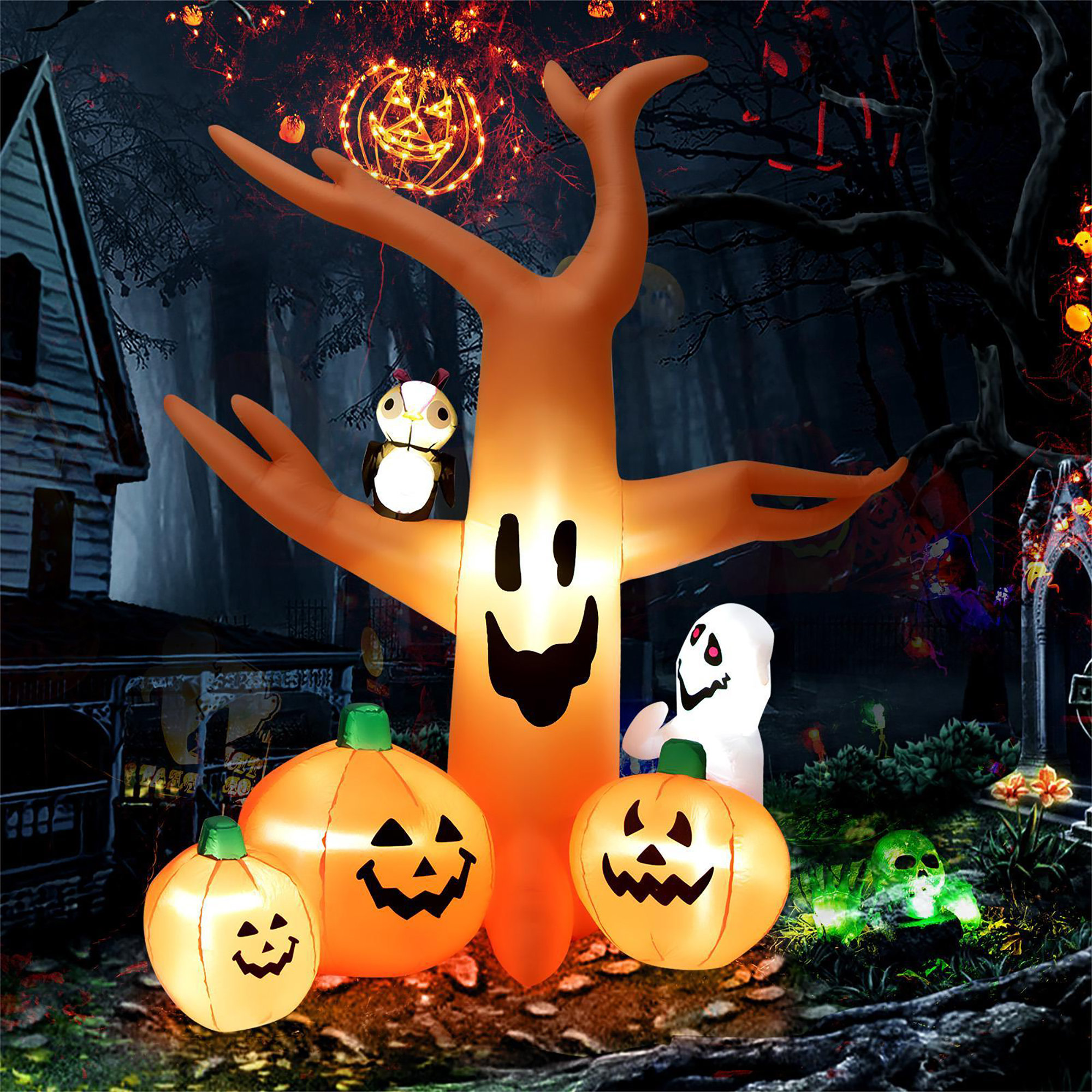 The Holiday Aisle® 8'' Halloween Inflatable Blow Up Dead Tree W/led ...