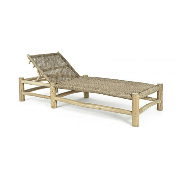Union Rustic Blosse 185cm Long Reclining Teak Single Sun Lounger ...