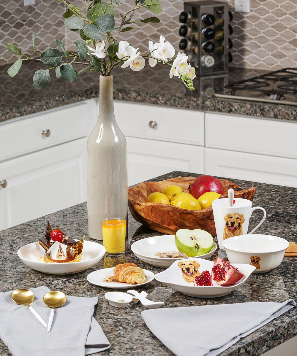 PetOrama Porcelain Dinnerware Set 11Pc. - Golden Retriever | Wayfair