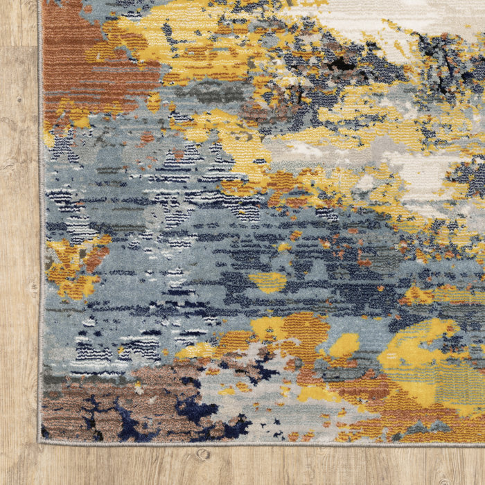Steelside™ Belinda Yellow/ Blue Rug | Wayfair