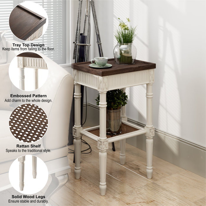 One Allium Way® Psomas Rustic Farmhouse Square End Table, Distressed ...