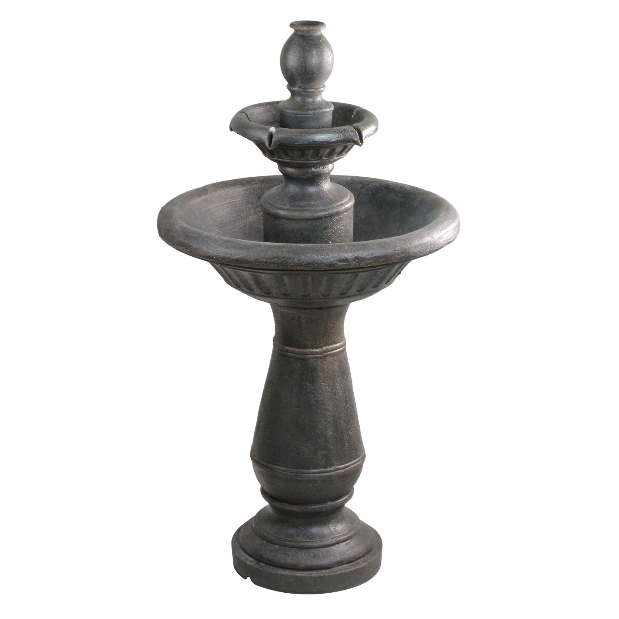 Northlight 36" Black Two-Tier Finial Outdoor Garden Water Fountain ...