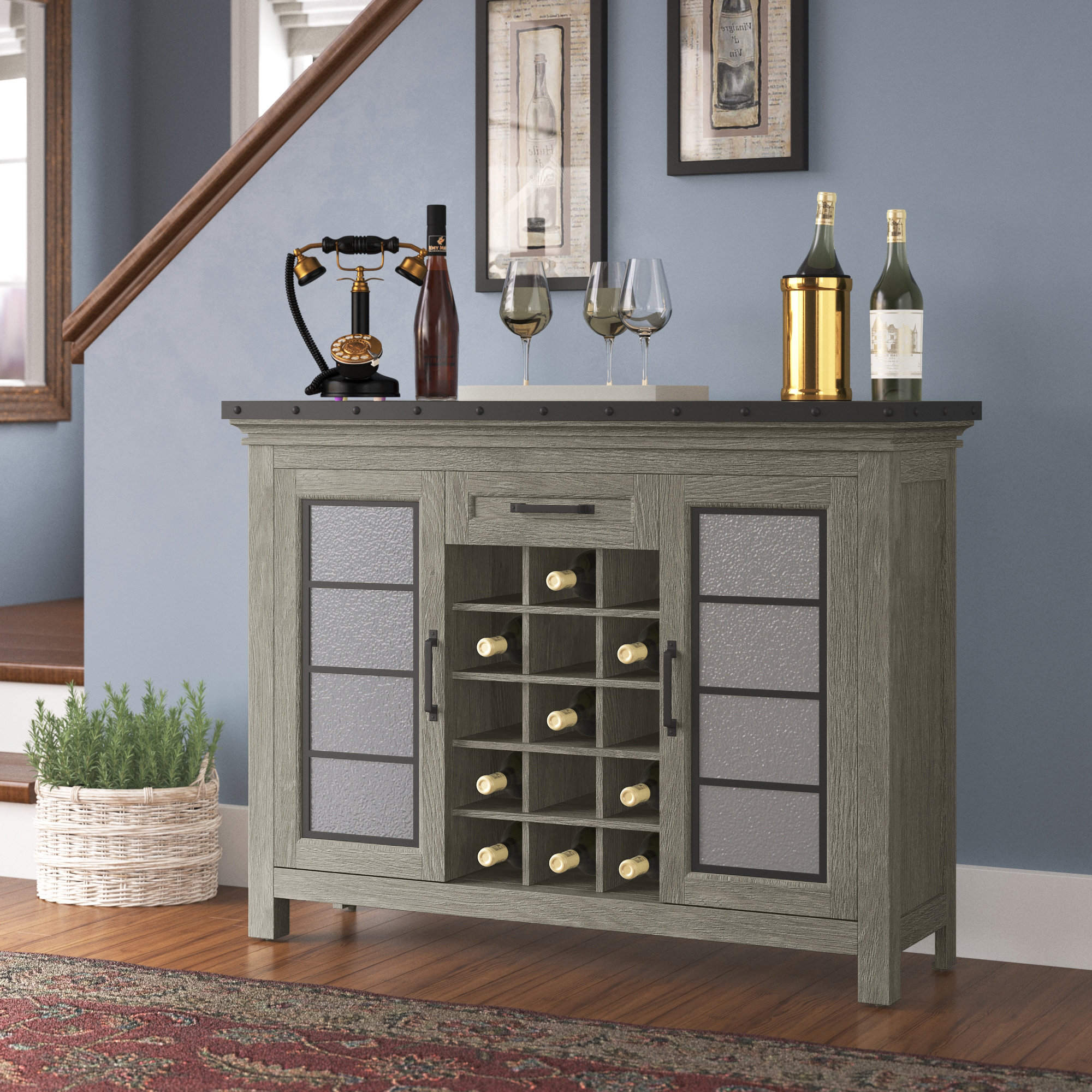 Laurel Foundry Modern Farmhouse Samson Bar Cabinet with Wine Storage ...