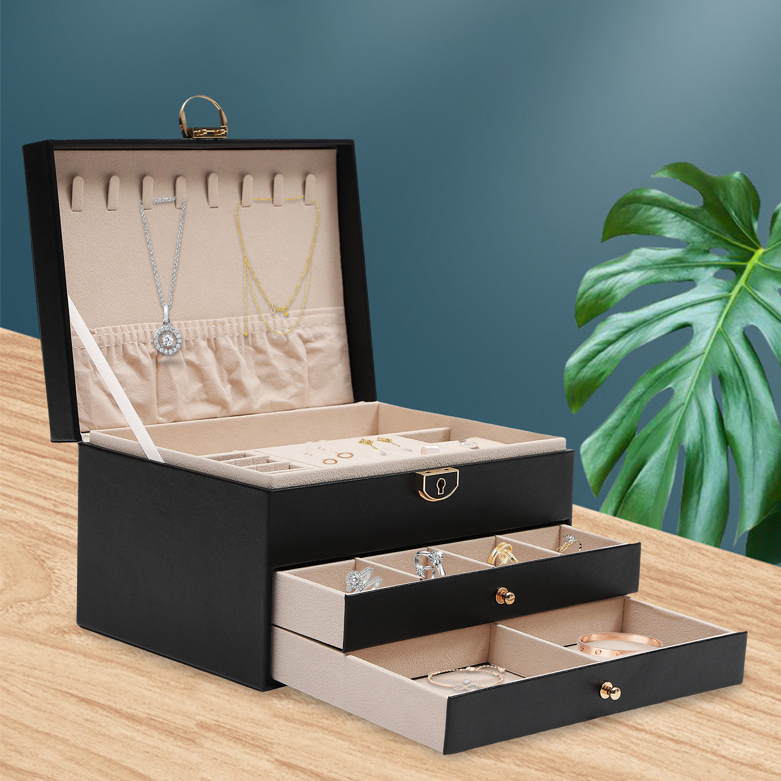 Mercer41 3-Layer Jewelry Watch Organizer Box | Wayfair