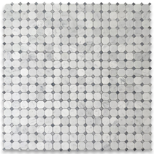 Marble Online 12" x 12" Marble Octagon and dot Mosaic Wall & Floor Tile ...