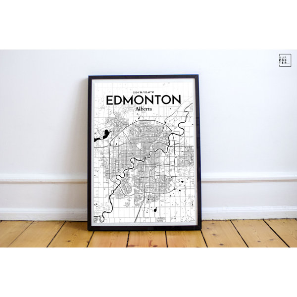 OurPoster.com 'Edmonton City Map' Graphic Art Print Poster in Ink ...