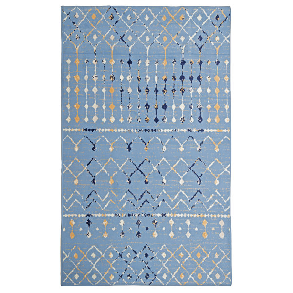 Dakota Fields Geometric Blue Area Rug | Wayfair