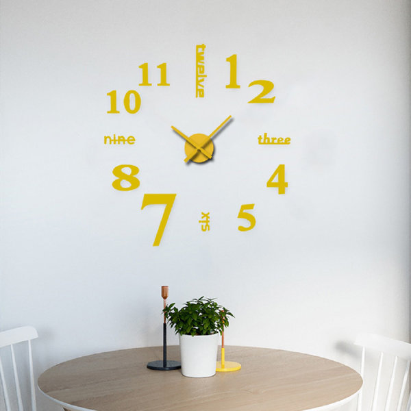 Ebern Designs 3D Creative DIY Mirror Wall Clock Living Room Bedroom ...