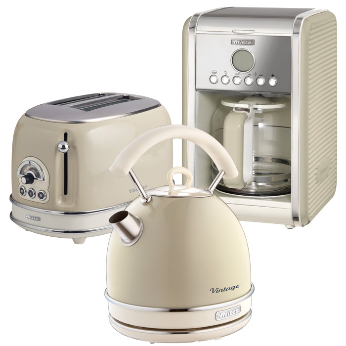 Ariete Vintage 1.7L Stainless Steel Dome Kettle with 2 Slice Toaster ...