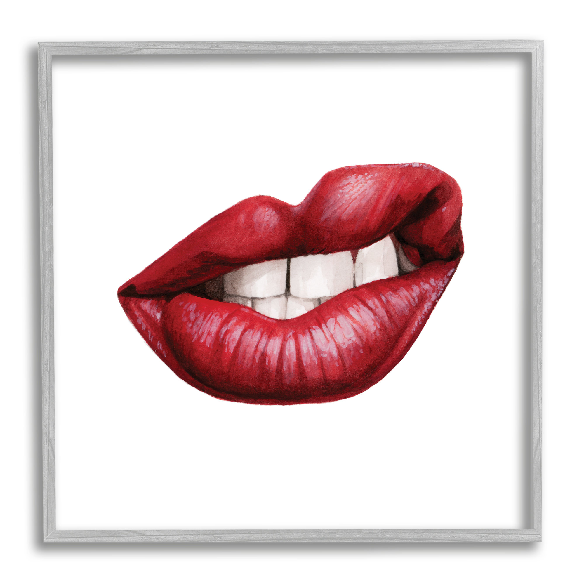 Stupell Industries Sneering Lips Bold Emotion Red Lipstick Teeth | Wayfair