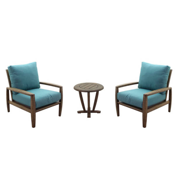 Rosecliff Heights Shivers 53.94'' Teak Outdoor Loveseat with Sunbrella ...