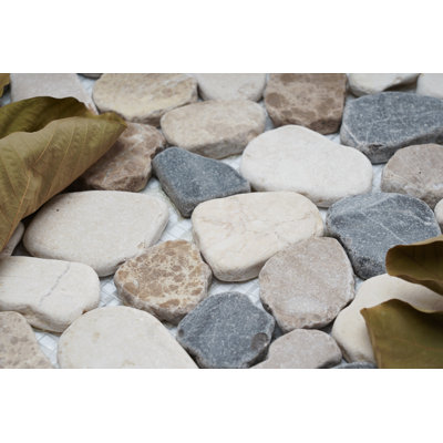 MatrixStoneUSA River Rock Snow Random Sized Marble Pebbles Mosaic Wall ...