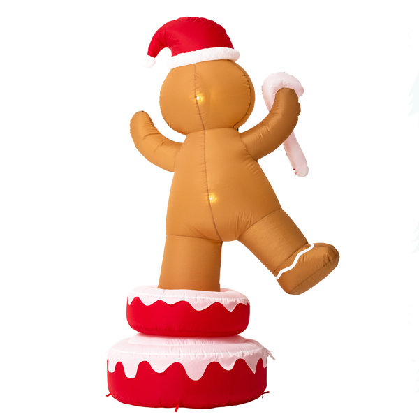 Glitzhome Lighted Rotating Gingerbread Man Inflatable | Wayfair