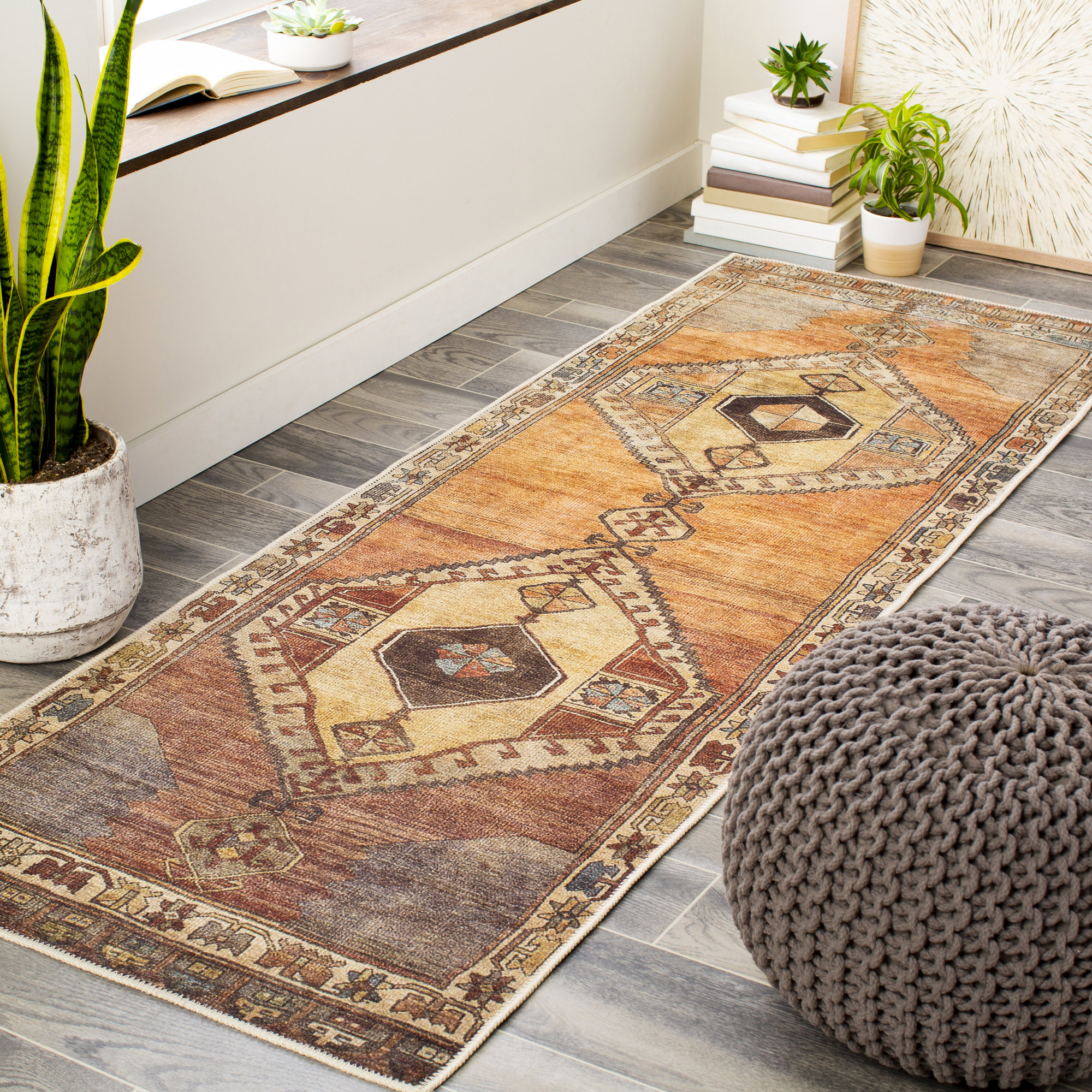 Loon Peak® Lesia Power Loom Performance Brown Rug | Wayfair